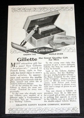 1914 OLD MAGAZINE PRINT AD, GILLETTE SAFETY RAZORS, GREAT QUALITY GIFT ...