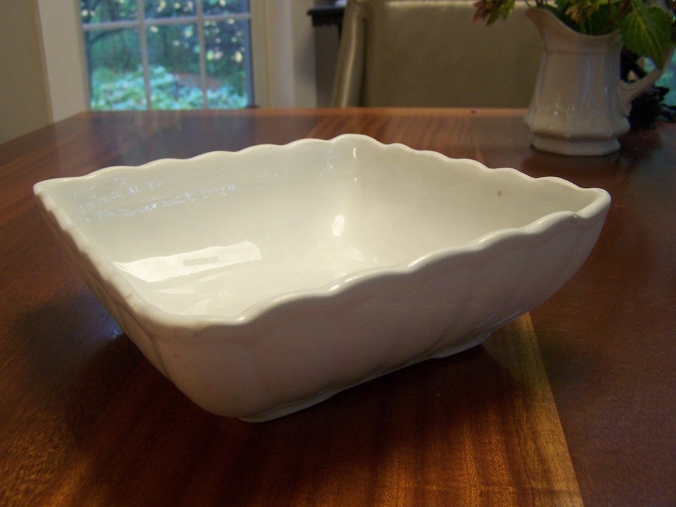 White Ironstone Square Fluted Dish Bowl Lady Finger 8 ½” and 2 ...
