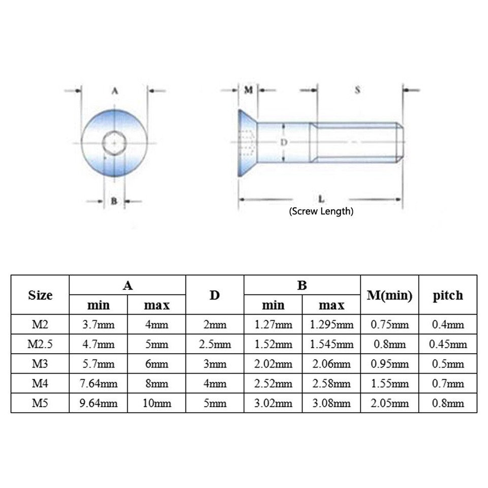 M2 M2.5 M3 M4 M5 Senkkopfschrauben Innensechskant Schrauben DIN912Gold ...