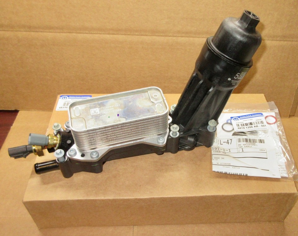 Mopar 68310865AF oil filter housing 2017-2018 V-6, 3.6L Challenger ...
