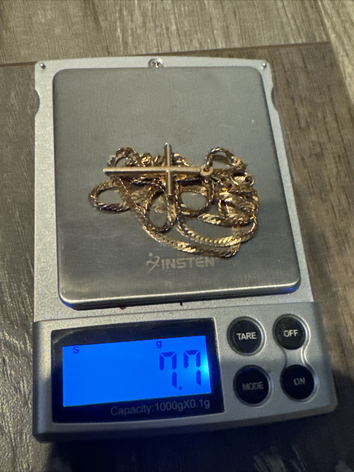 Pre owned 14k solid 20” gold chain with 14k solid gold cross | eBay