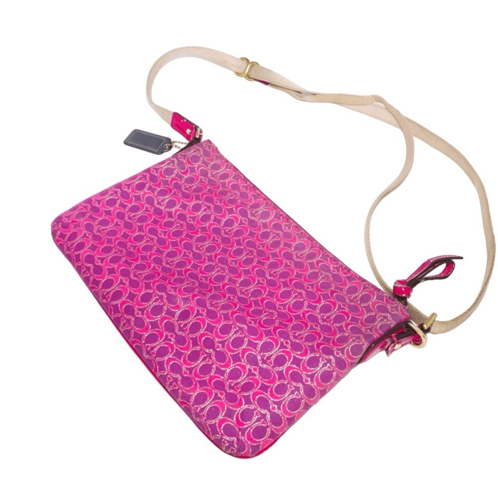 Coach Purple and Metallic Logo Pattern Crossbody Bag - Gem
