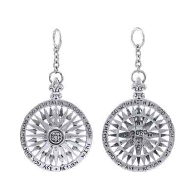 Patriotic Navy Compass Silver Keychain .925 Sterling Silver Peter Stone ...