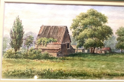 1918 water color painting of rural farm near Detroit By P Schumann | eBay