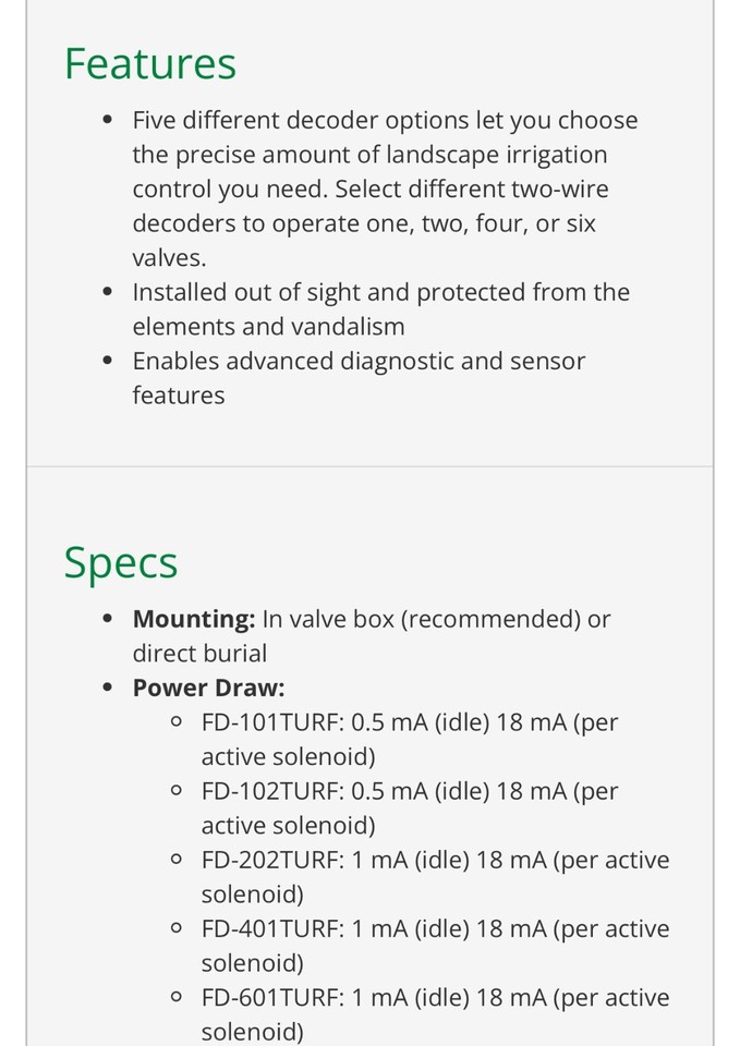 Rain Bird - FD101TURF - FD Series Field Decoder - Signal Line ...