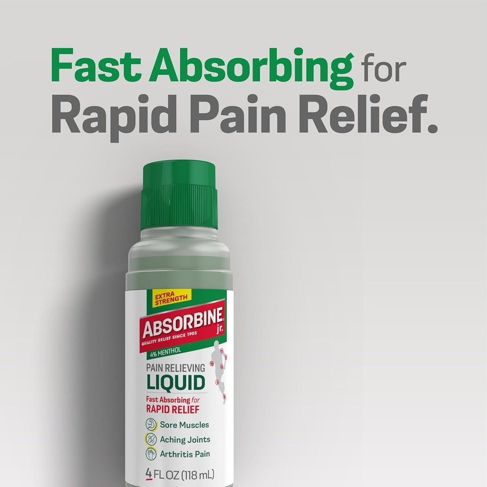 Absorbine Jr. Maximum Strength Pain Relieving Liquid, 4% Menthol Liquid ...