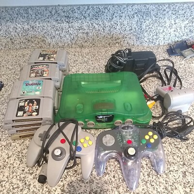 Nintendo 64 Jungle Green Funtastic Console N64 + 16 games 2 controls | eBay