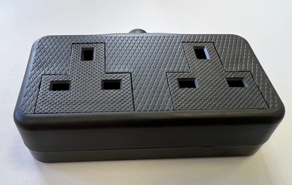 2 Gang Extension Trailing Socket 2 Way Black UK Mains Rated 13A | eBay UK