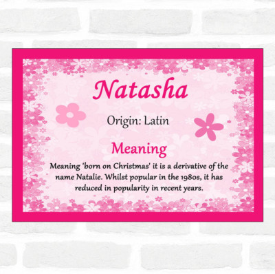 Natasha Name Meaning Pink Certificate | eBay UK