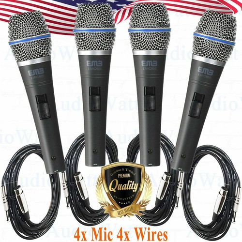 4X Professional Wired Dynamic Vocal Studio Microphone HandHeld Mic with ...