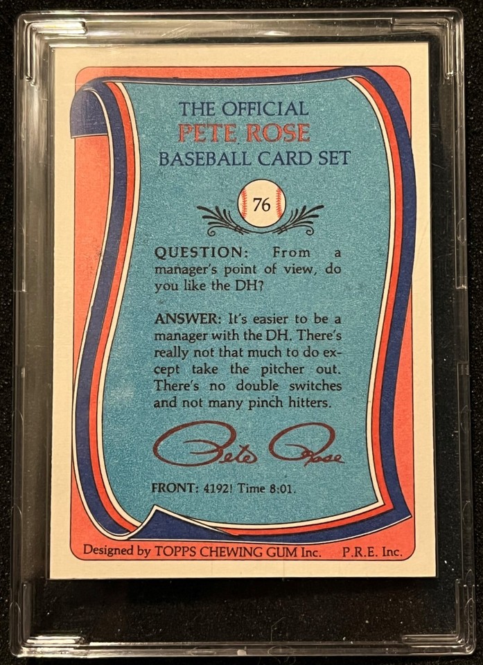 1985 Pete Rose Topps/Renata Official Rose Card Set #76 AUTO / SIGNED | eBay