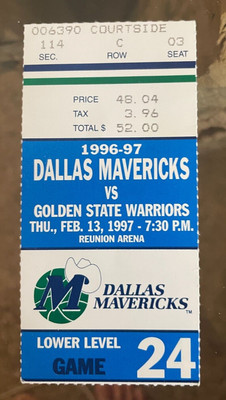 Dallas Mavericks 1997 Ticket Stub Courtside v Golden State Warriors ...