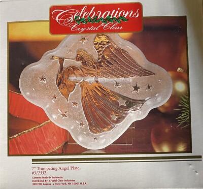 New In Box Celebrations Crystal Clear 7" Trumpeting Angel Plate Plate ...