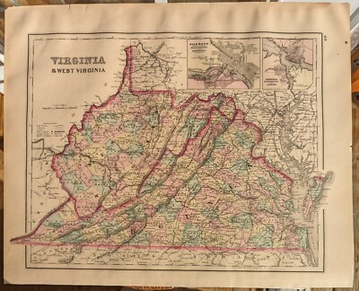 Original Map of West Virginia, Virginia/Baltimore from Gray's 1876 ...