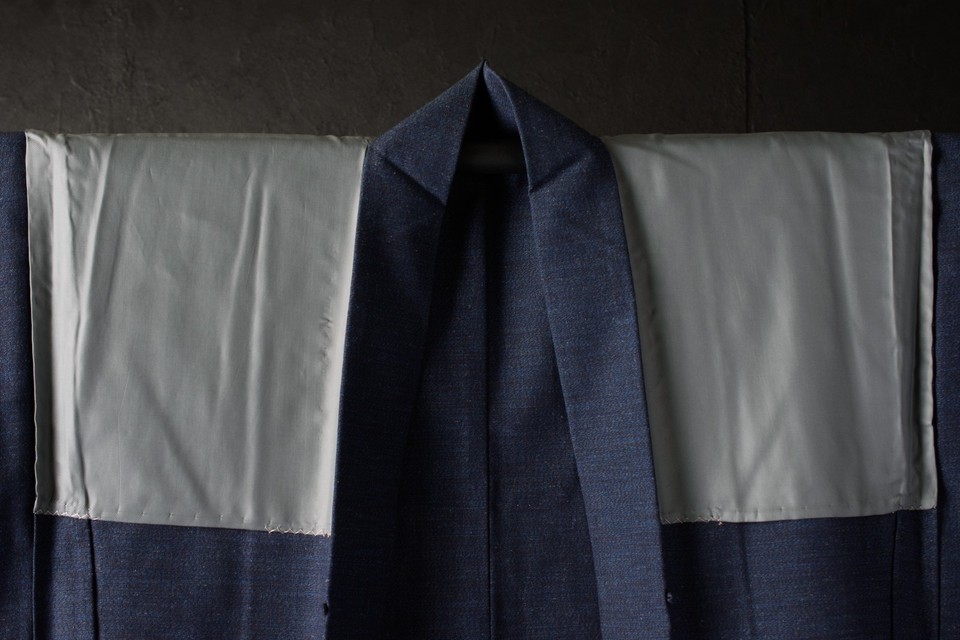 Vintage Japanese Kimono Wool Antique Men HAORI Jacket Robe Dress Woven ...
