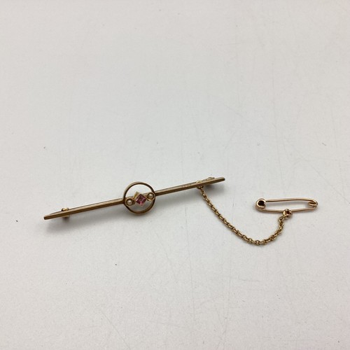 15ct Yellow Gold Pin/Brooch with Pearls and Pink Stone - 4.47 grams (J1) NS#8633 | eBay Australia