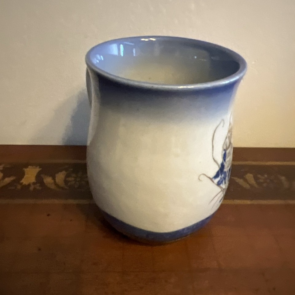 Coastal Blue Brown Seashell Sand Stoneware Coffee Tea Mug Cup Pottery ...