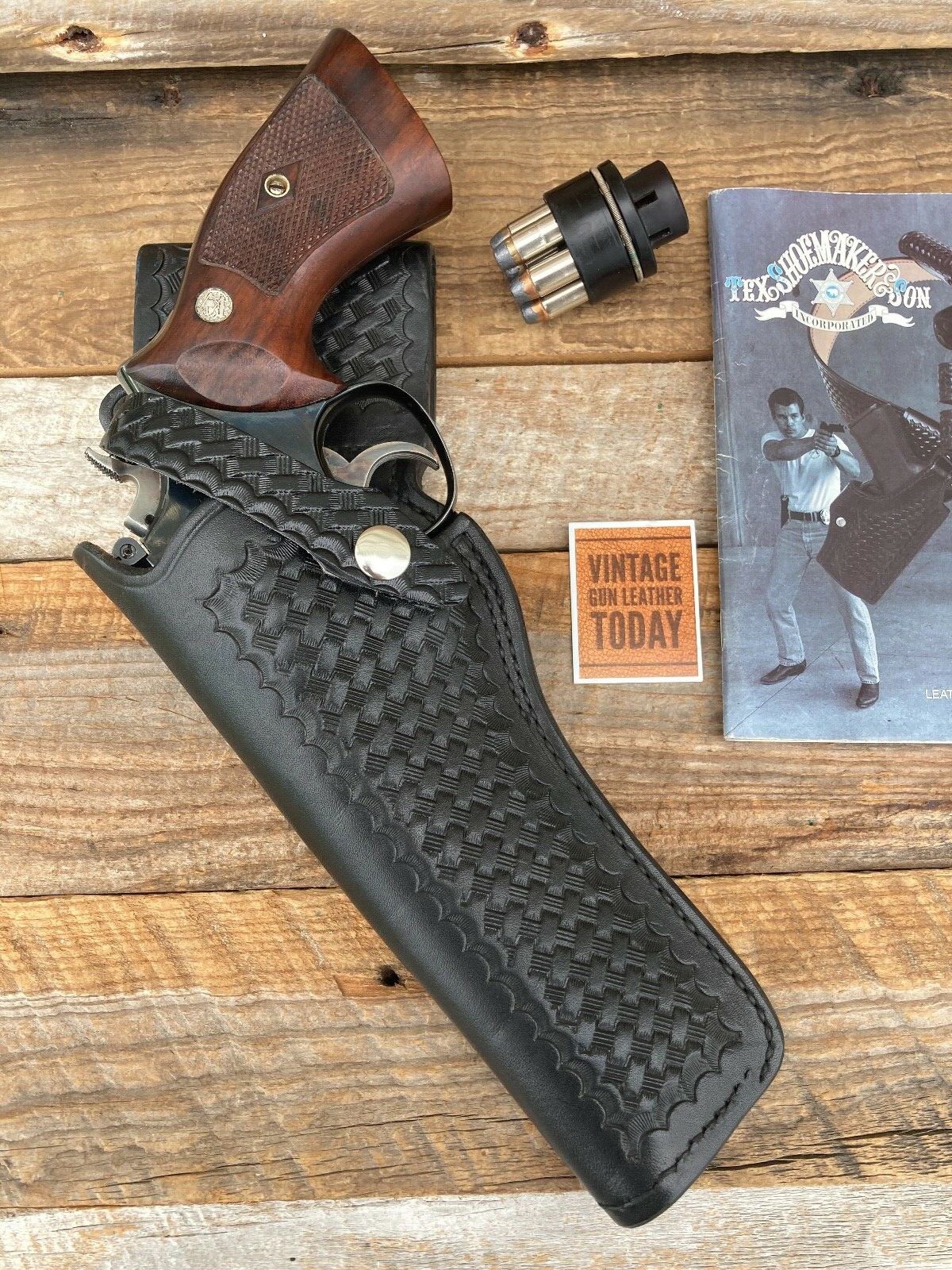 Tex Shoemaker 35A Black Basketweave Border Patrol Holster For 6" S&W L ...