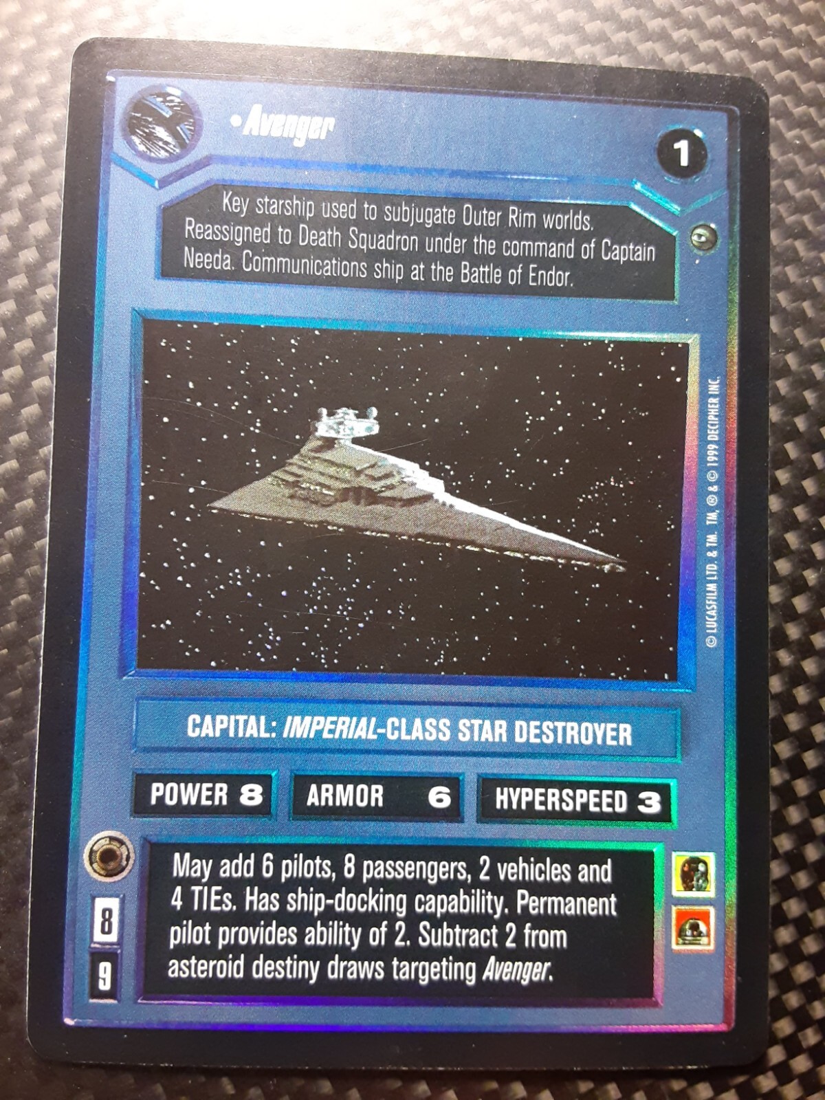 Decipher Star Wars CCG FOIL Avenger RARE Lt. Play BB Reflections | eBay