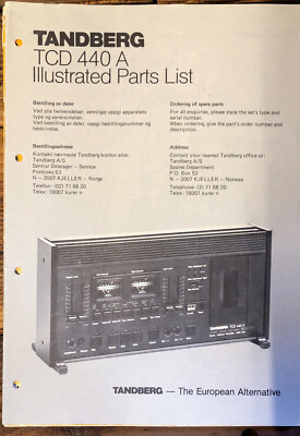 Tandberg TCD-440A TCD440A Cassette Illustrated Parts List *Original* | eBay