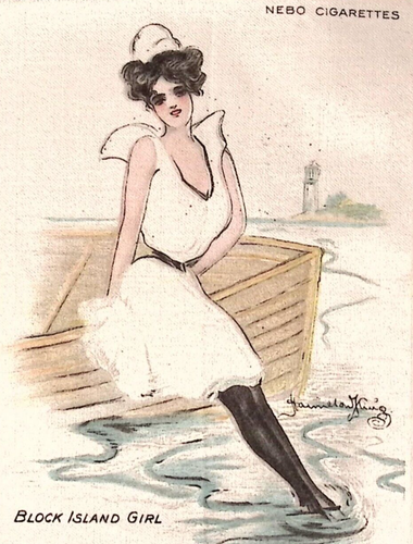 Block Island Girl Hamilton King Artist Signed Bathing Beauties Tobacco ...