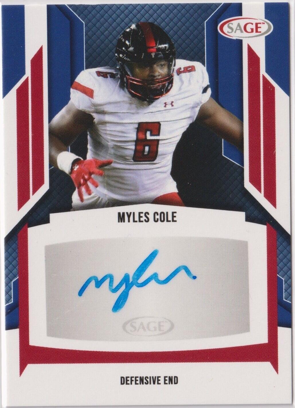 2024 SAGE HIT Low Series - Autographs Myles Cole #A-MC Red (AU, RC) for ...