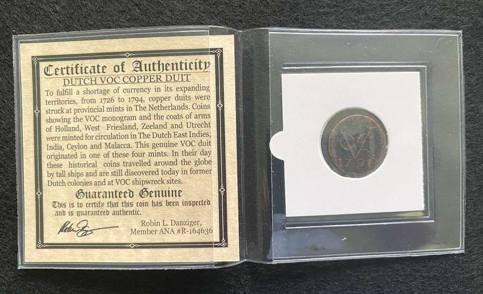 First New York Penny VOC Copper Coin 1700's - COA & History & Holder ...