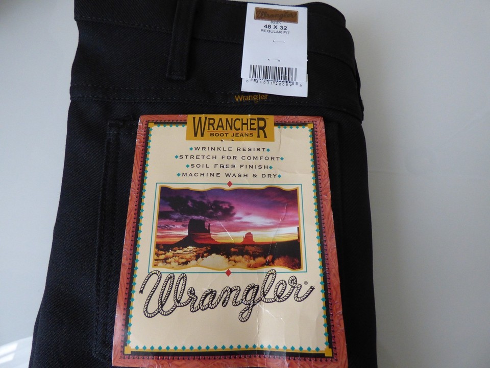Men's Wrangler Wrancher Dress Jeans (00082) 100% Polyester - Size 28-42 ...