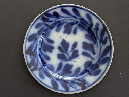Antique FLOW BLUE Spinach Leaf Brush Stroke 7.25" Plate | eBay