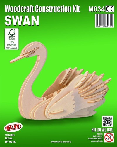 Swan: Woodcraft Quay Construction Wooden 3D Model Kit M034 Age 7 plus ...