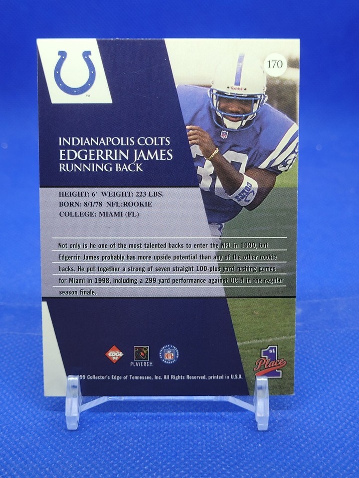 1999 Collector Edge Edgerrin James Millennium Collection Rookie Card RC ...