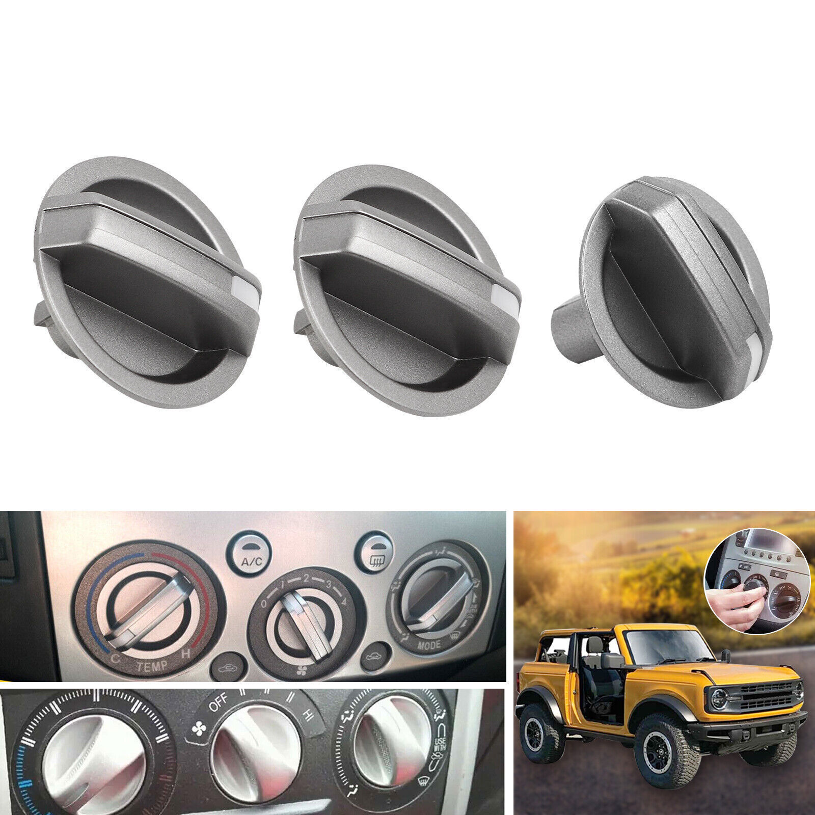 3Pcs Heater Fan Control Knobs Kit For Ford Ranger PJ/PK Mazda BT-50 UN ...