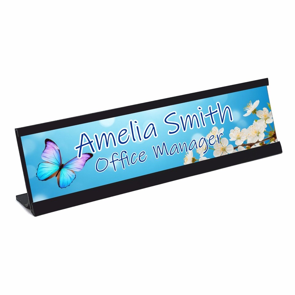 Office Desk Sign Name Plate Holder Custom Plaque Work Office Home ...