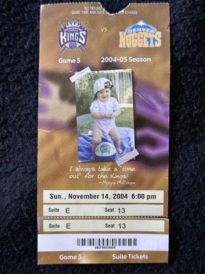 SACRAMENTO KINGS HOME SEASON TICKET STUB 11/14/2004 VS. NUGGETS CARMELO ...