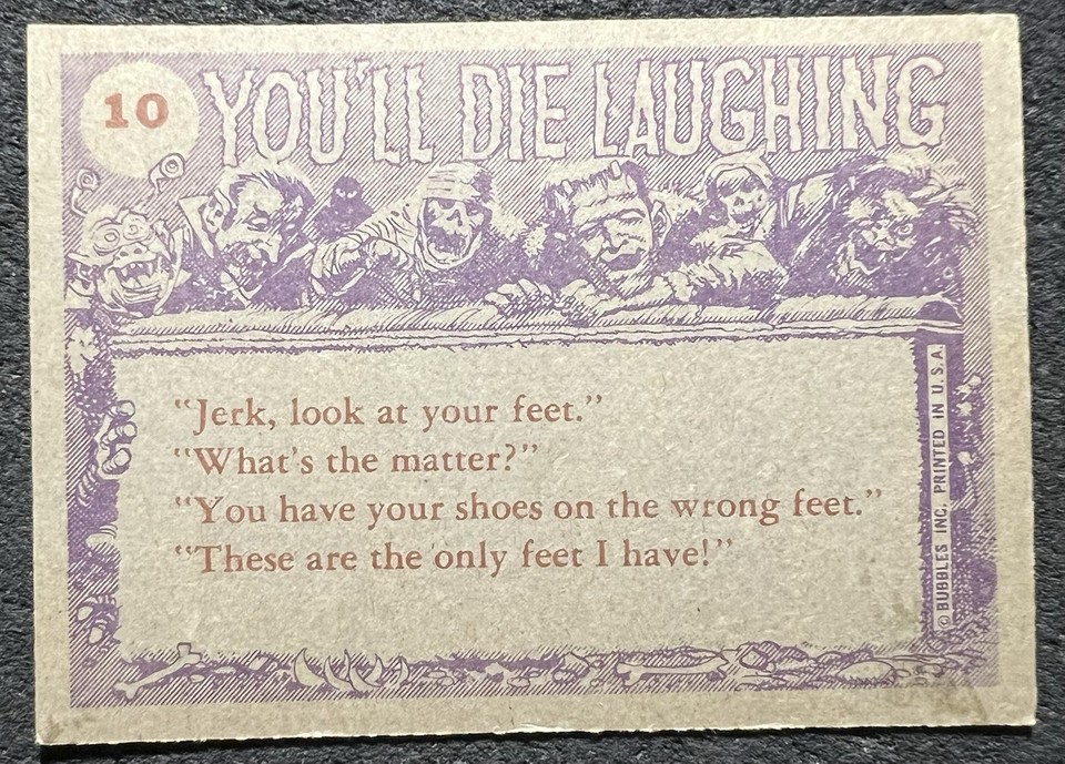 1959 TOPPS YOU'LL DIE LAUGHING CARD #10 GOOD SCUFF LINES | eBay