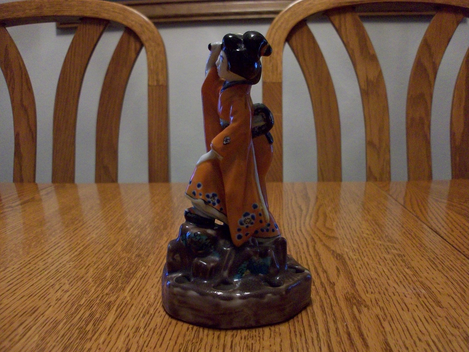 Japanese Porcelain Asian Geisha Woman Kutani Figure Statue Flower Frog ...