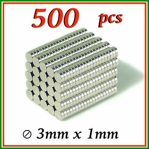 500 PCS Bulk Small Round 3mm x 1mm Disc Magnets Powerful Craft NdFeB ...