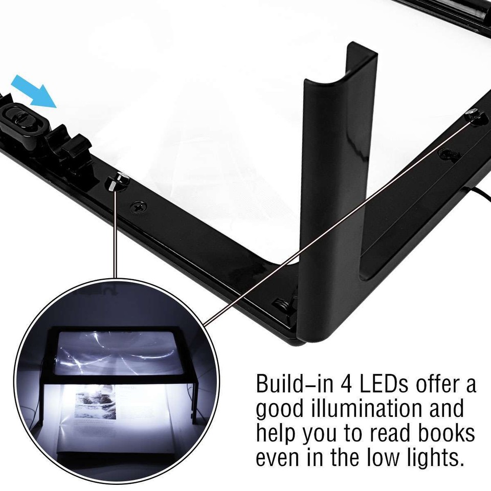 Large Full-Page Reading Magnifier with LED Lighted 3X Hands-Free ...