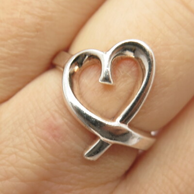 925 Sterling Silver Open Heart Design Ring Size 7 | eBay