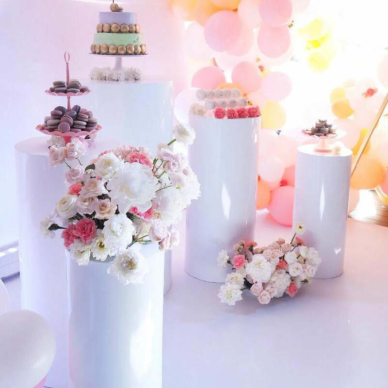 5X Metal Plinth Cylinder Dessert Pedestal Wedding Cake Flower Display ...