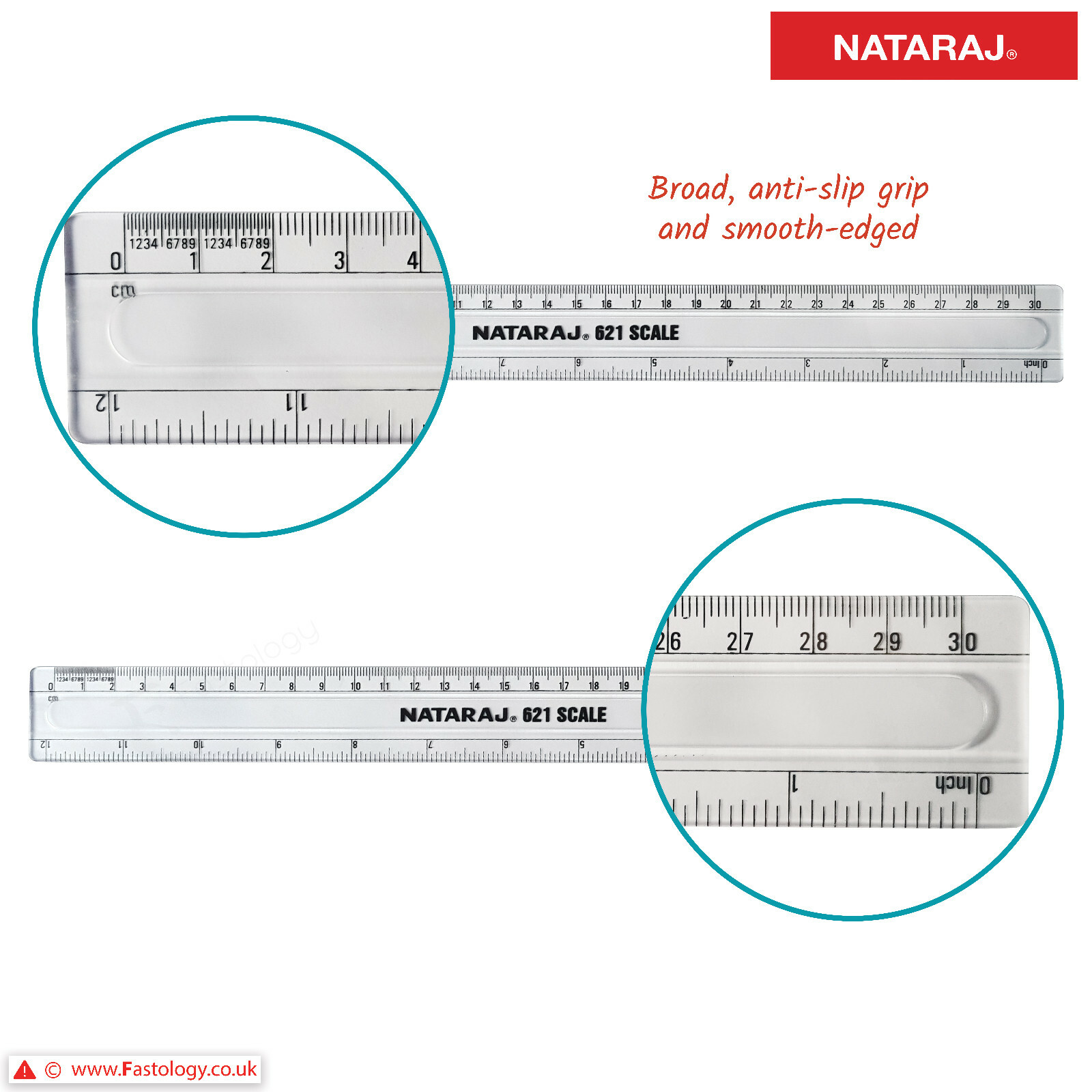 30cm/300mm/12"inch NATARAJ Scale Clear Plastic High Quality Rulers Pack ...