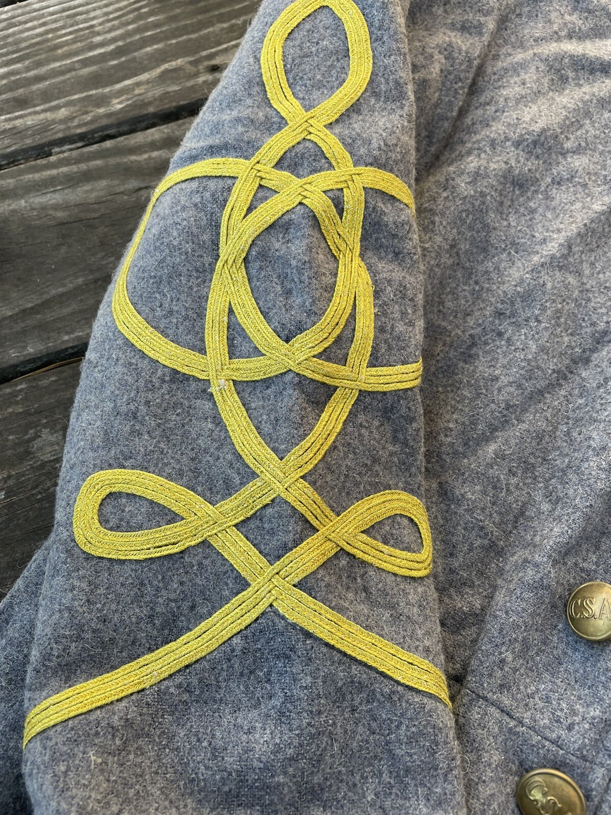 Civil War Reenactor Confederate Grey Wool Colonel Insignia Braid And ...