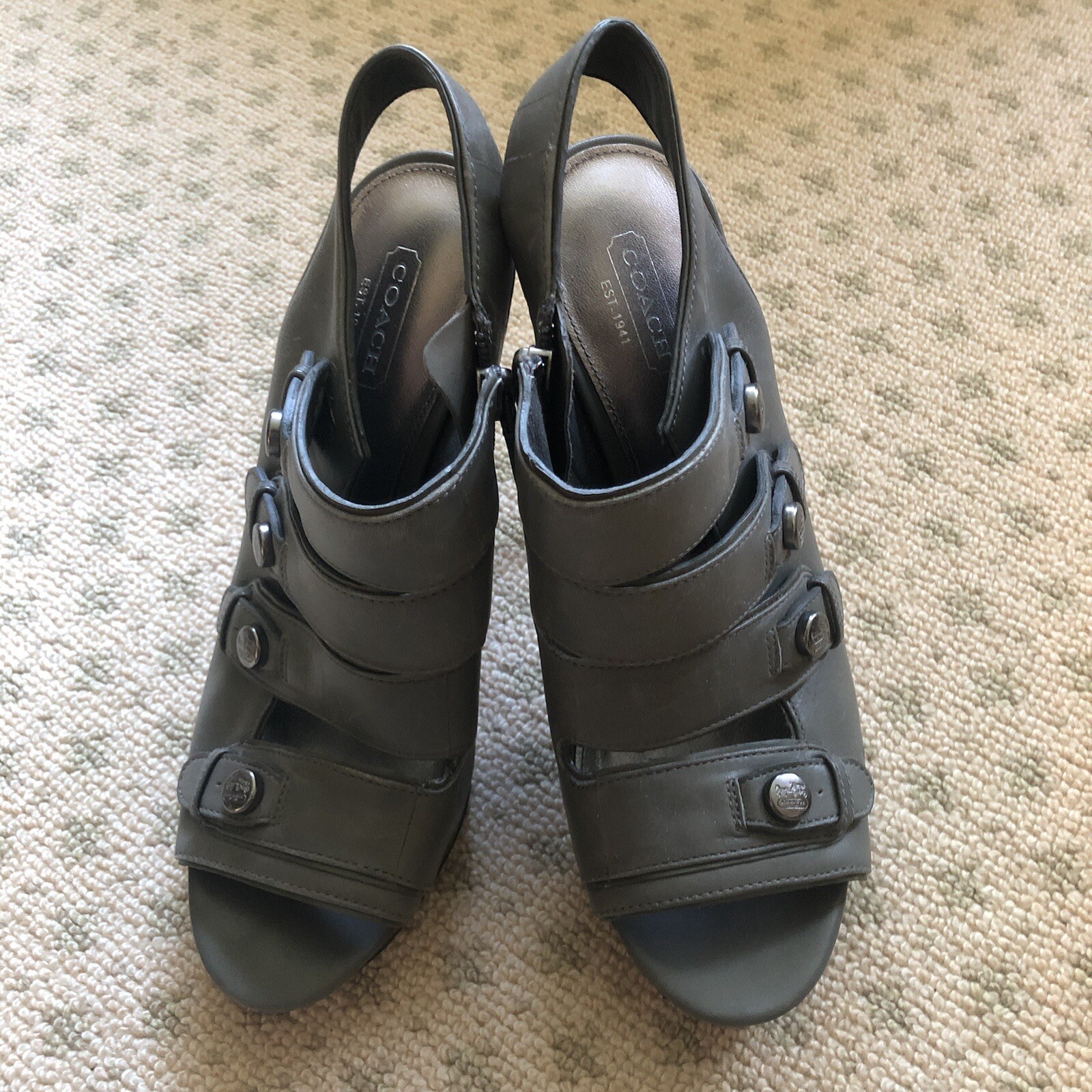 COACH SANDRA Platform Heels Gray (GRAPHITE) Size 8 - Gem