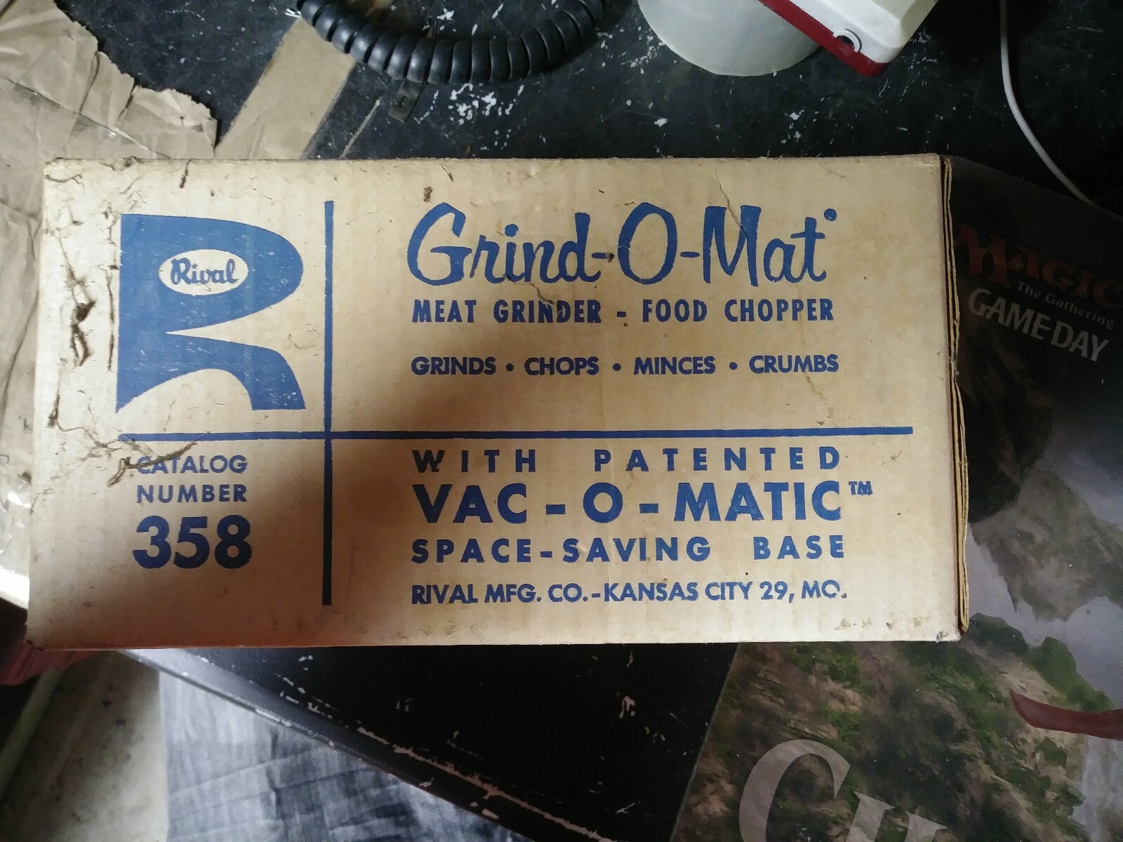 Rival 358 Grind-O-Mat Meat Grinder Food Chopper Vac-O-Matic Base ...