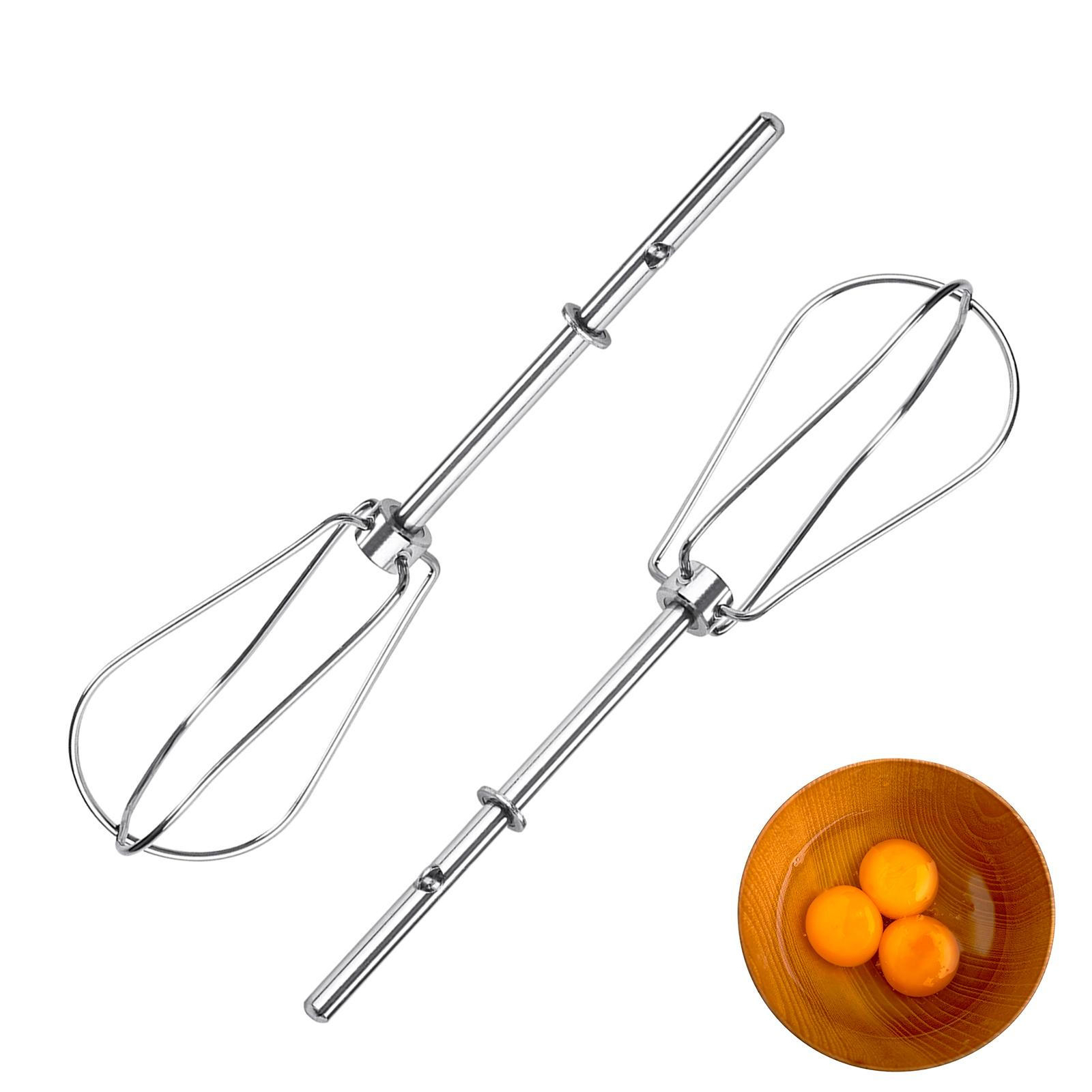 Hand Mixer Attachments 2pcs Cordless Egg Whisker Hand Push Stainless ...