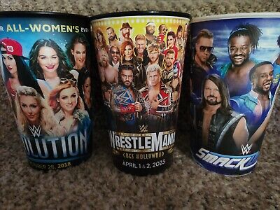 3 WWE souvenir collector cups 2018 Women's Evolution, Wrestlemania 39 ...