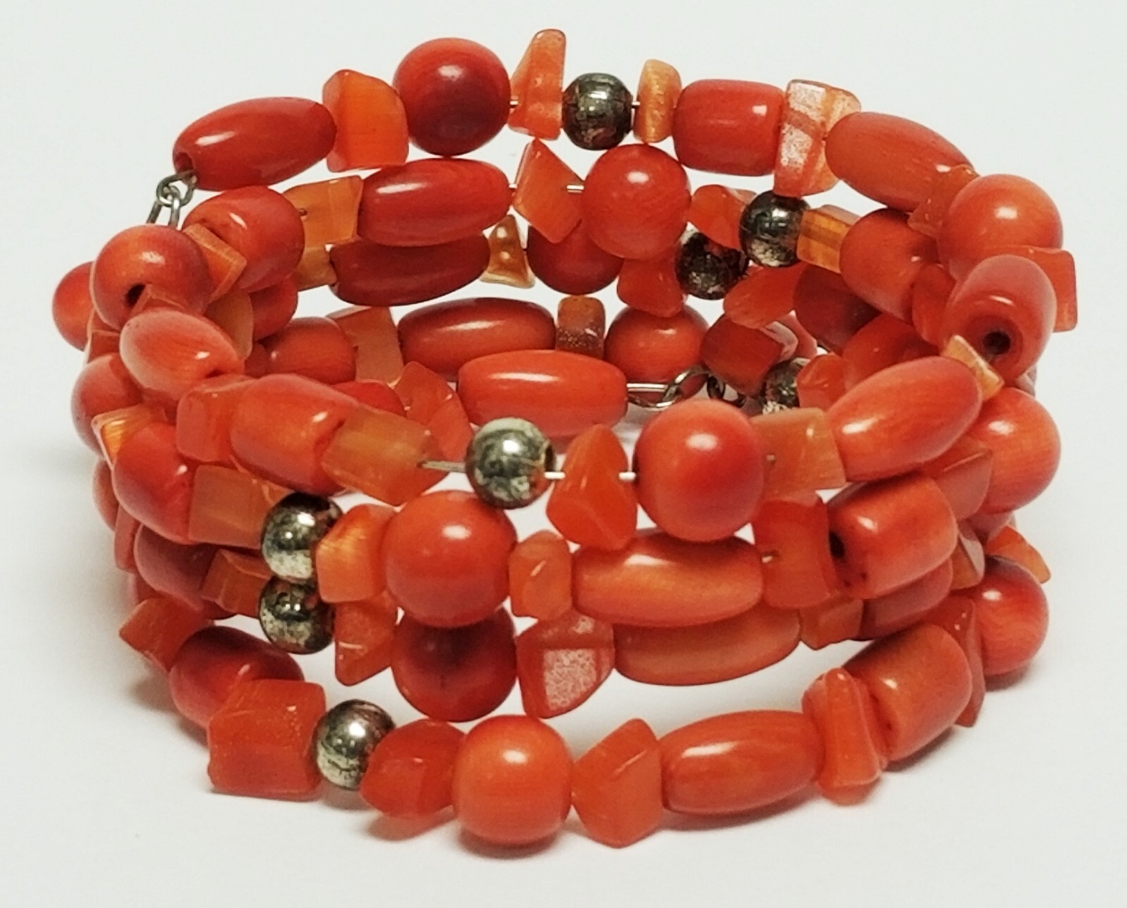 NOS QVC Tribal Societe Coral Color Vegetable Ivory Sterling Silver Bead ...