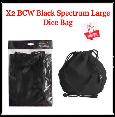 X2 BCW BLACK Spectrum Large Draw String Bags 5x5x6 For 350 Dice ...