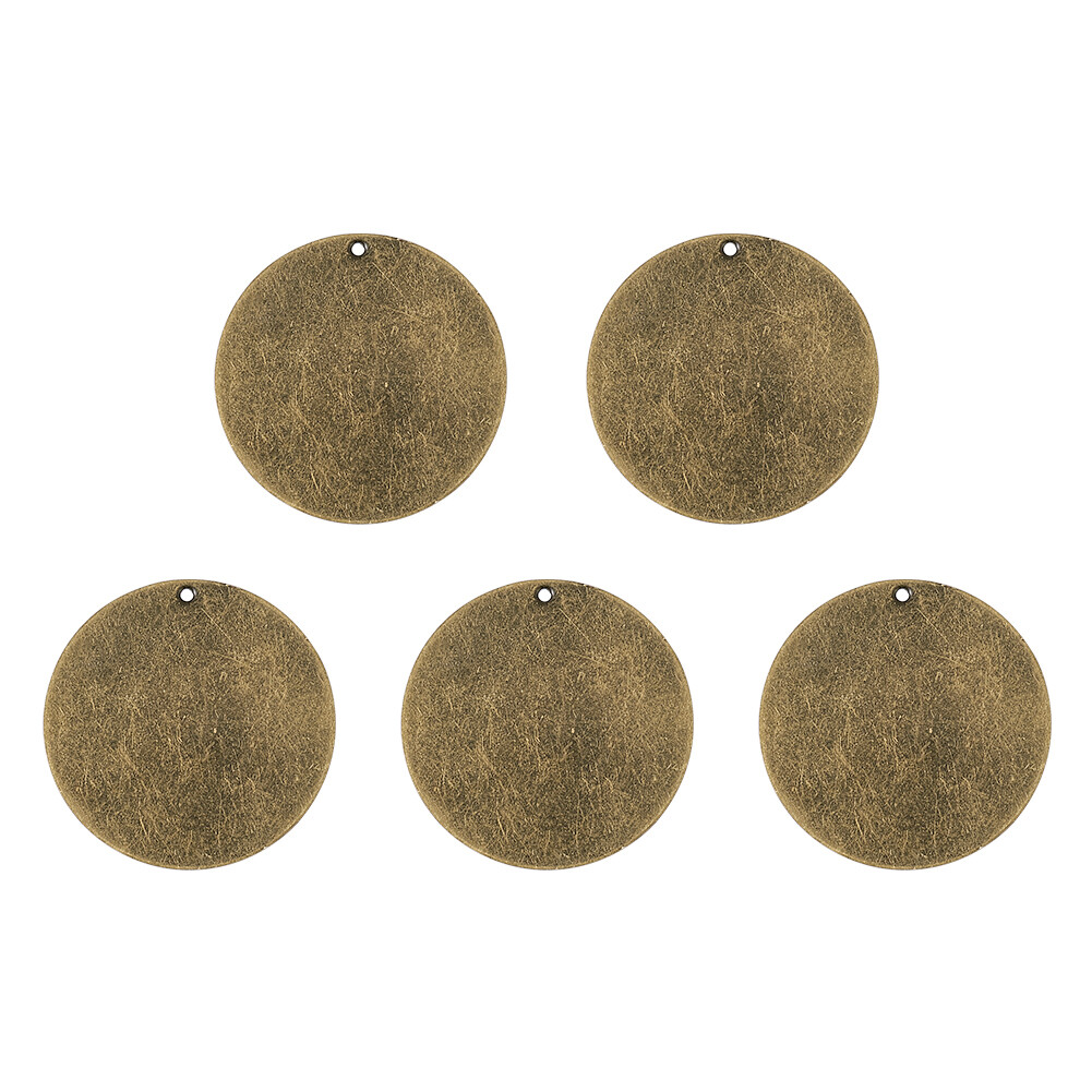 5pcs Antique Bronze Round Metal Tags Stamping Blank Tag Charms Pendants ...