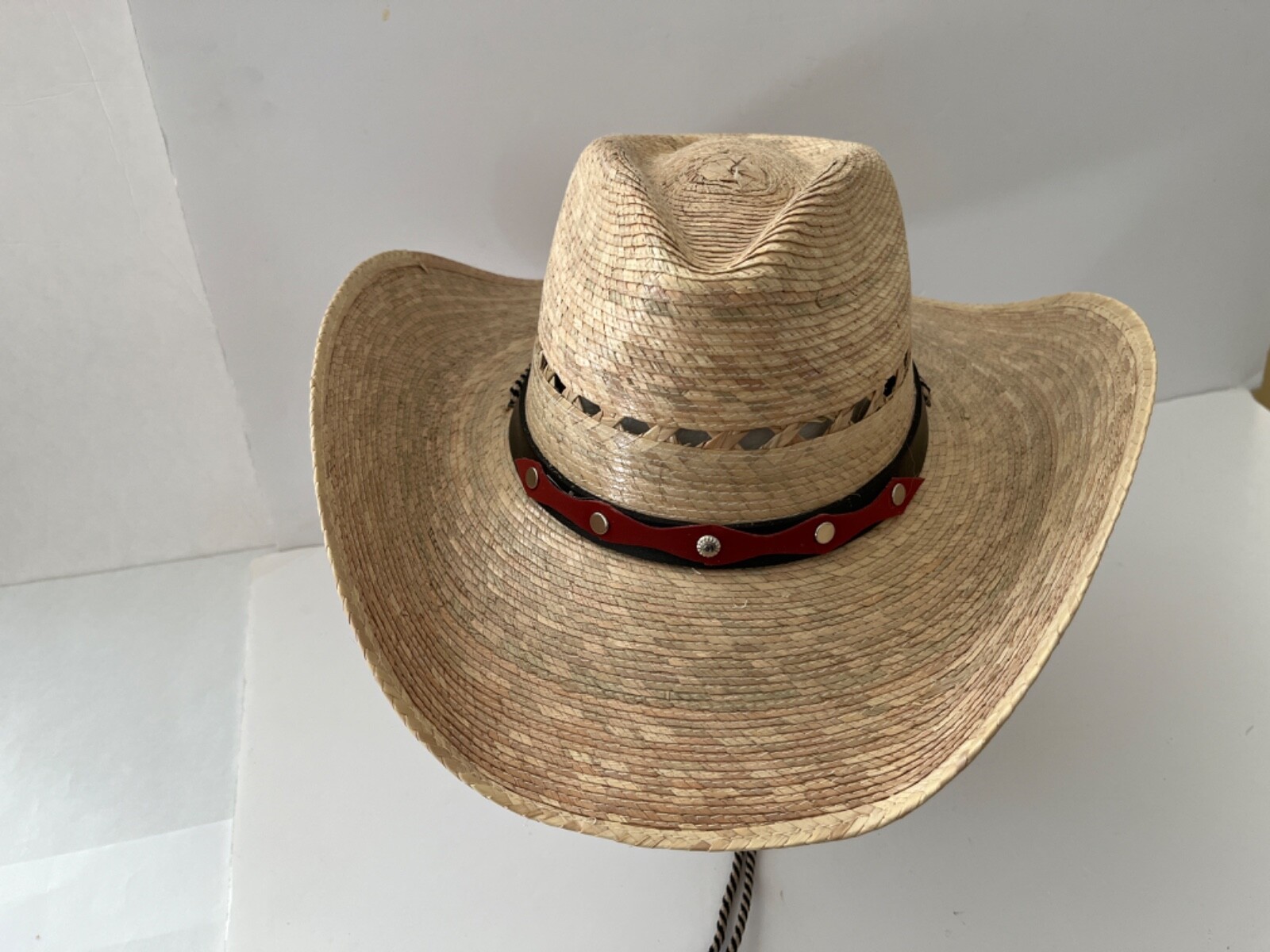 Palm Leaf Cowboy Wide Brim Hat Genuine Mexican Palm With Chin Strap ...